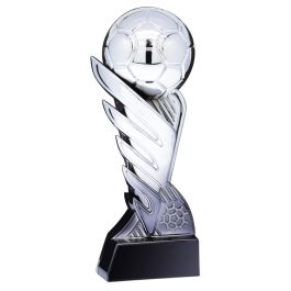 Pegasus Soccer Weighted Trophy with Gradient Black and Silver Finish