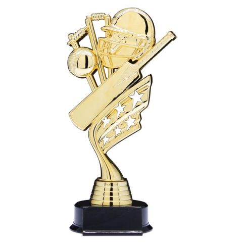 Helix Series Gold Cricket Trophy with Stars, 8.5"